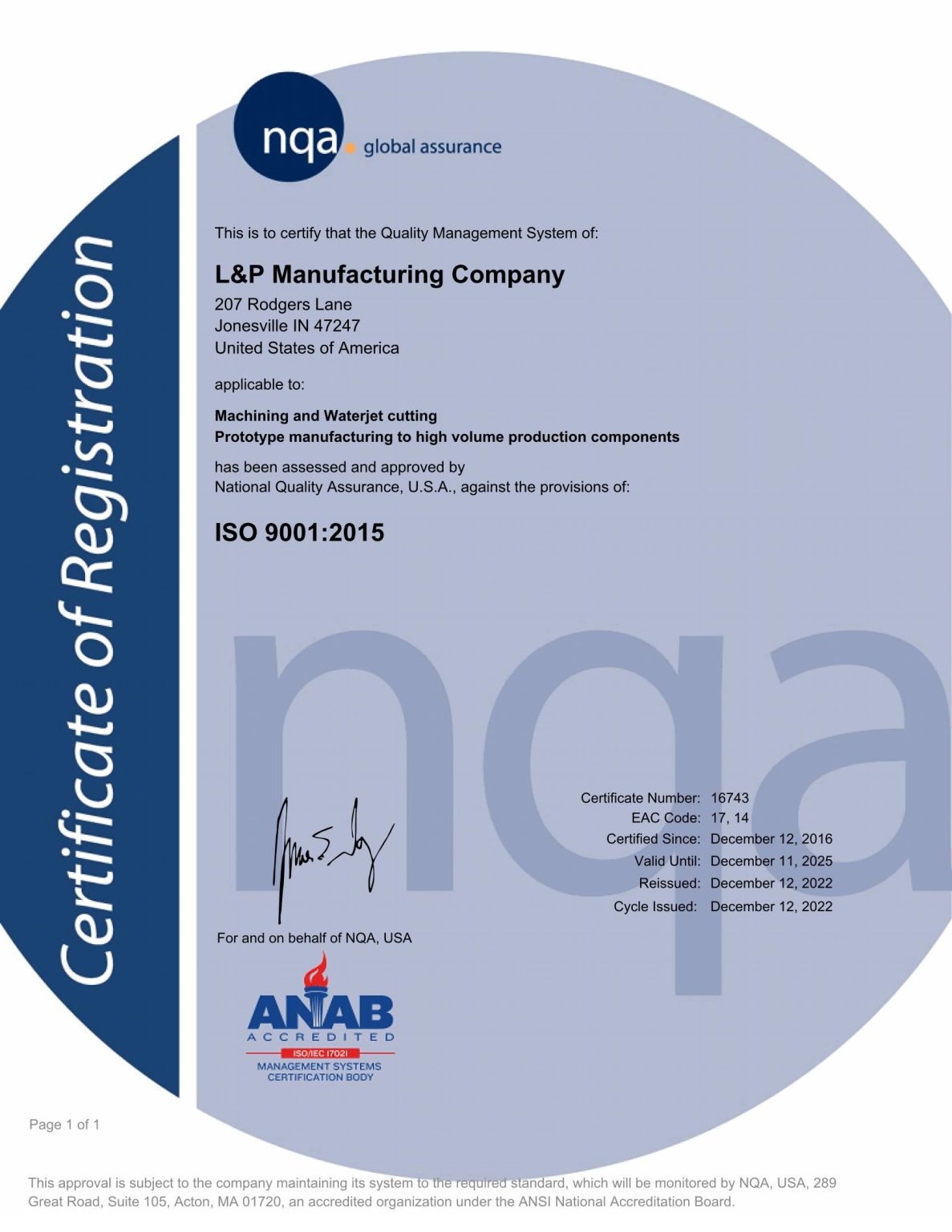 ISO Certified Manufacturing: Quality and Reliability - L&P ...
